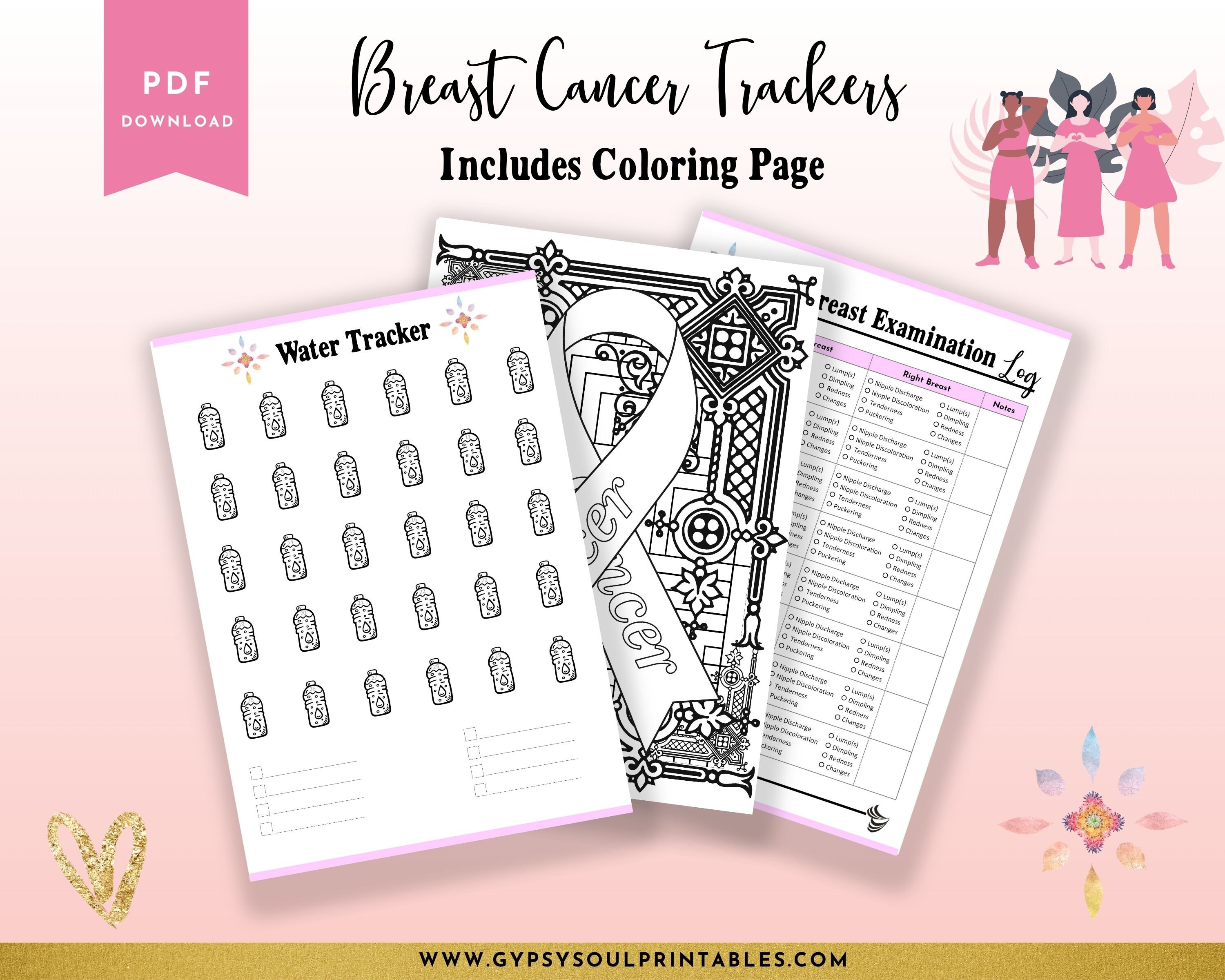 Breast Cancer Tracker, Water Tracker, Breast Examination Log, Cancer ...