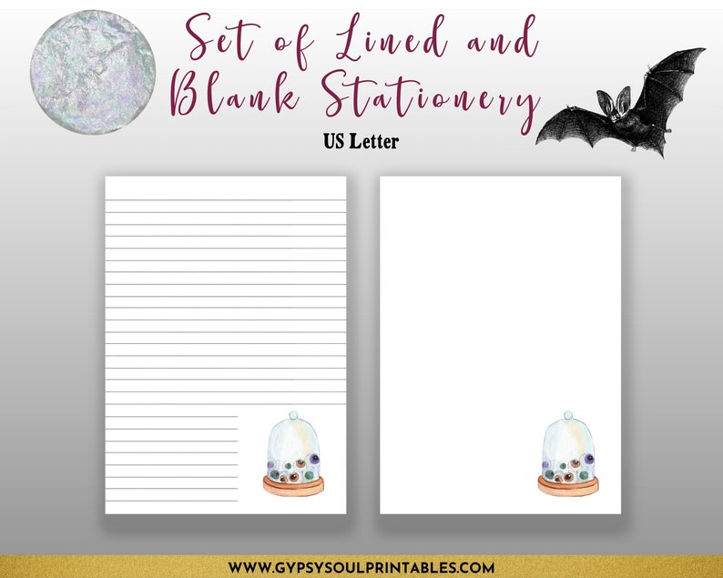 Spooky Halloween Stationary, Halloween Prints, Autumn Paper Set, Lined ...