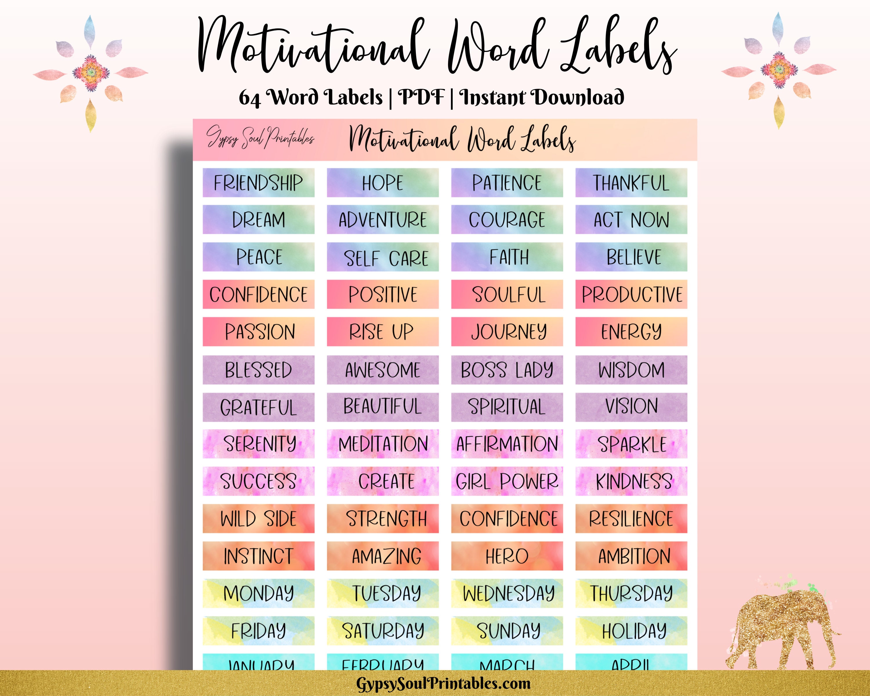 Motivational Printable Sticker Kit Sticker Quotes Word - Etsy