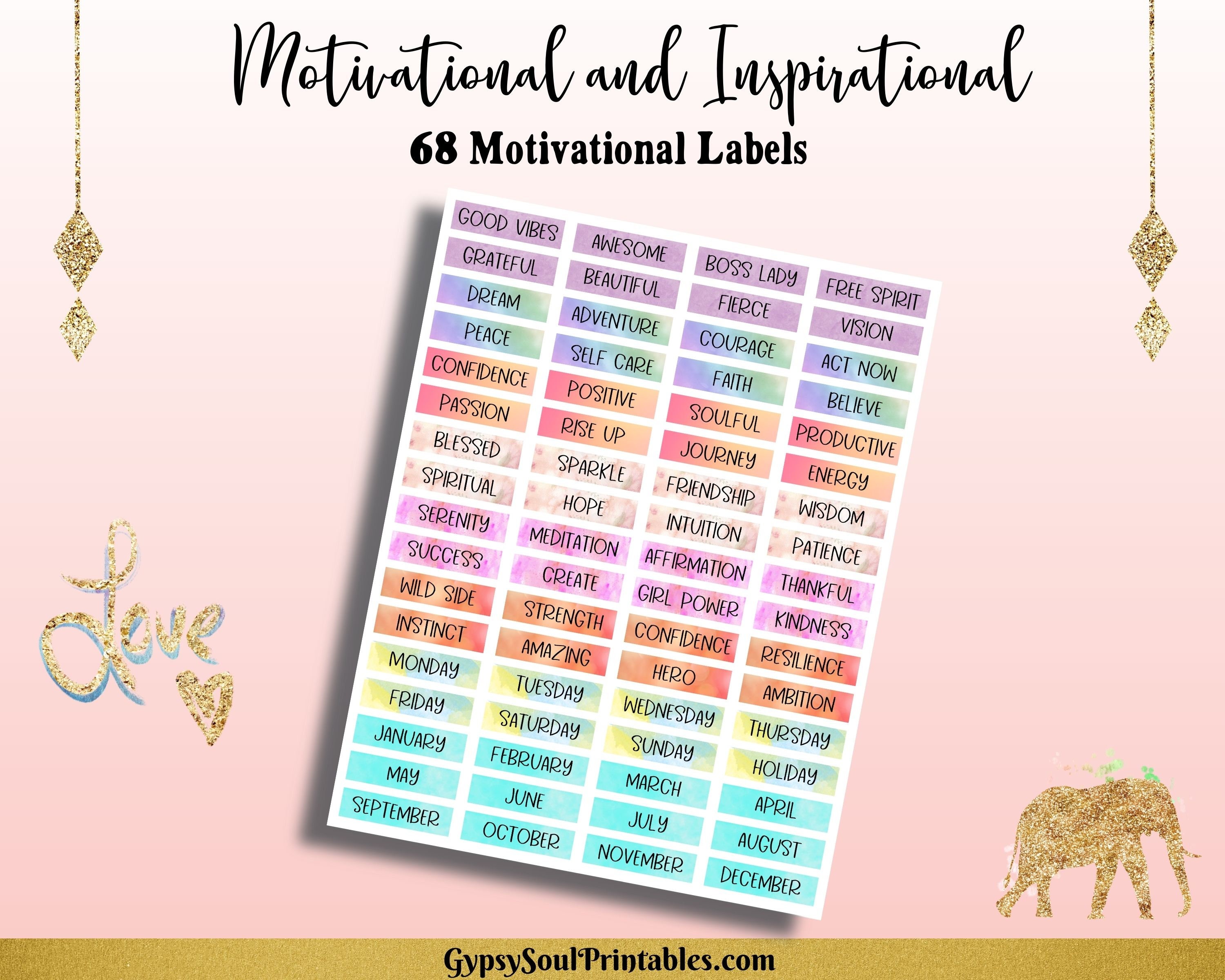 Motivational and Inspirational Printable Planner Sticker Kit, Sticker ...