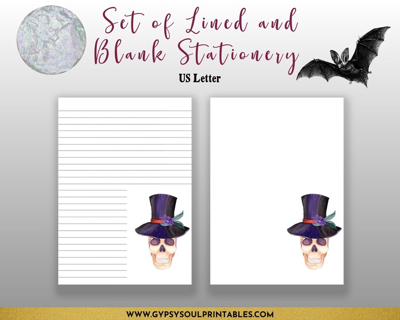 Spooky Halloween Stationary, Halloween Prints, Autumn Paper Set, Lined ...
