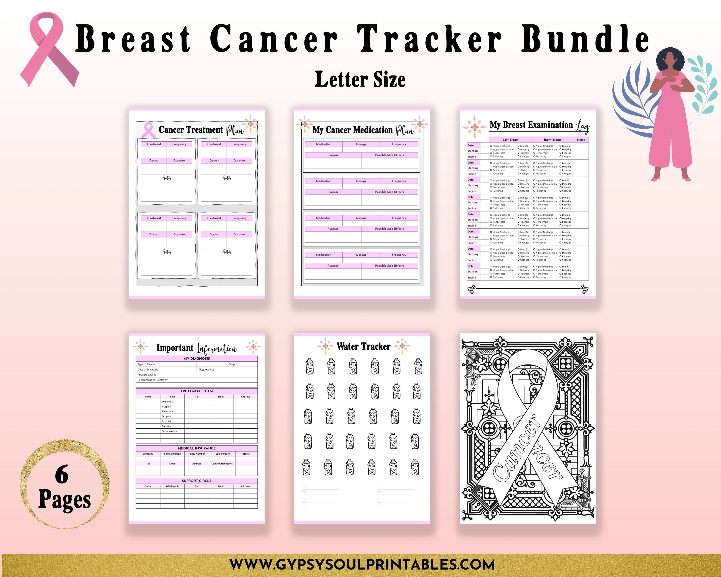 Breast Cancer Tracker, Water Tracker, Breast Examination Log, Cancer ...