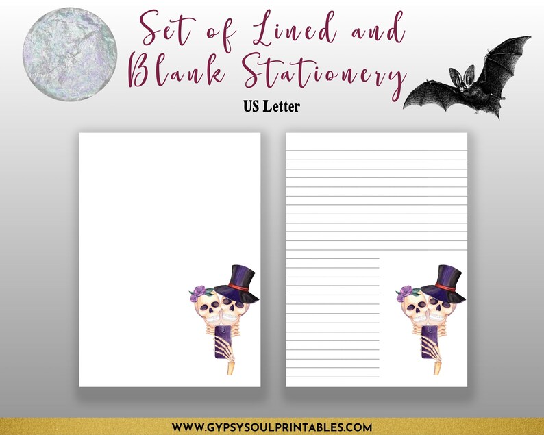 Spooky Halloween Stationary, Halloween Prints, Autumn Paper Set, Lined ...