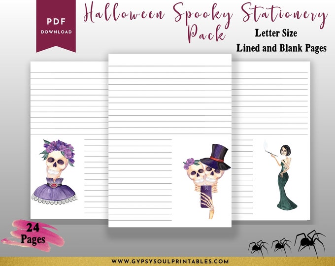 Printable Halloween Stationary Cute Halloween Letter Writing Set Lined ...