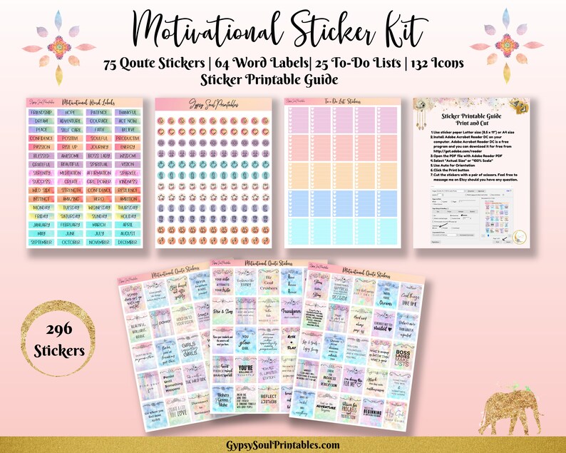 Motivational Printable Sticker Kit Sticker Quotes Word - Etsy