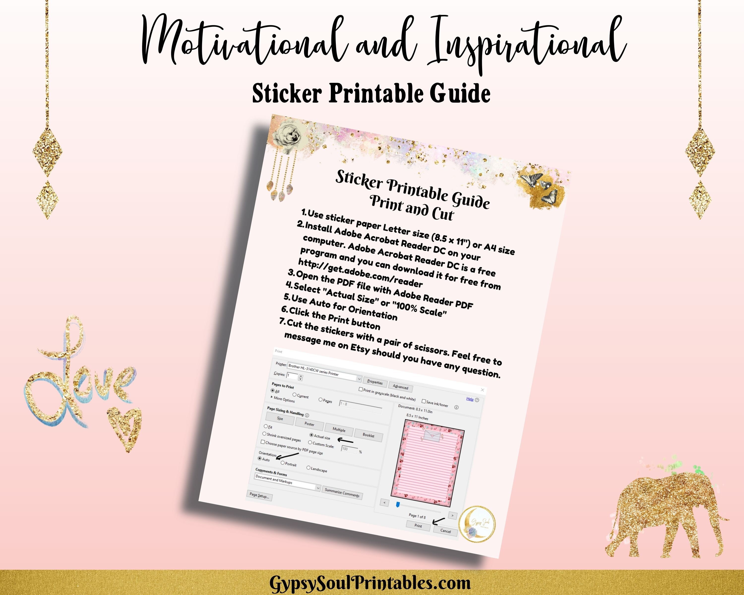 Motivational and Inspirational Printable Planner Sticker Kit, Sticker ...