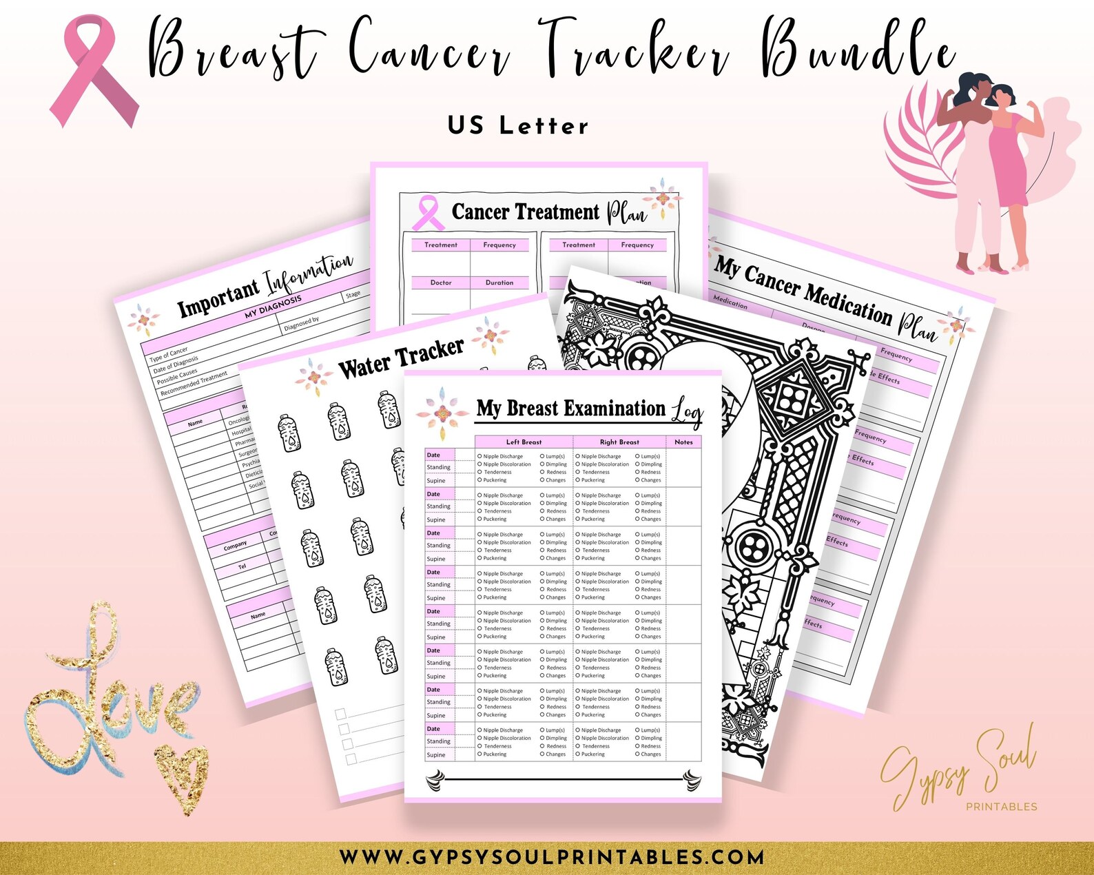 Breast Cancer Tracker, Water Tracker, Breast Examination Log, Cancer ...