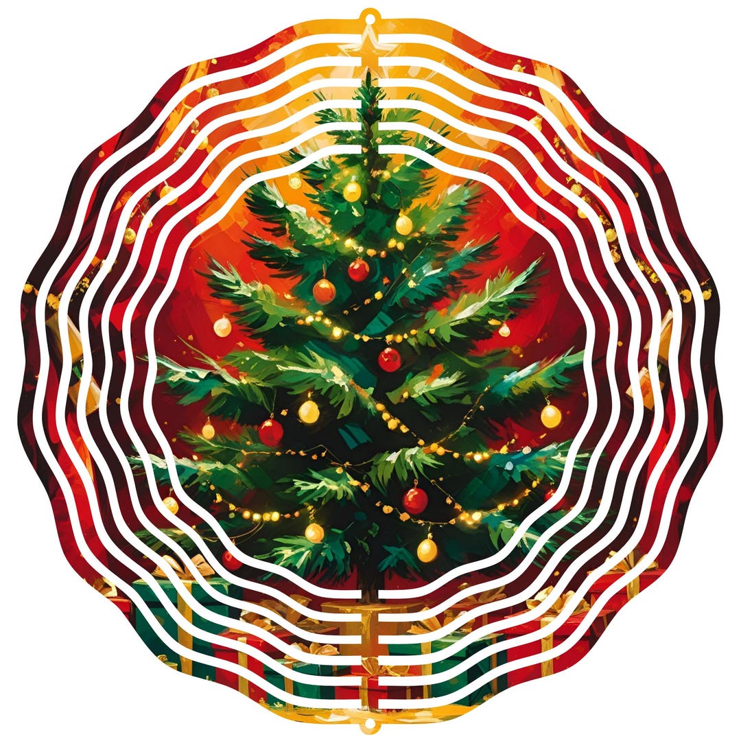 Christmas Tree Wind Spinner Holiday Seasonal Garden Art Kinetic Outdoor ...