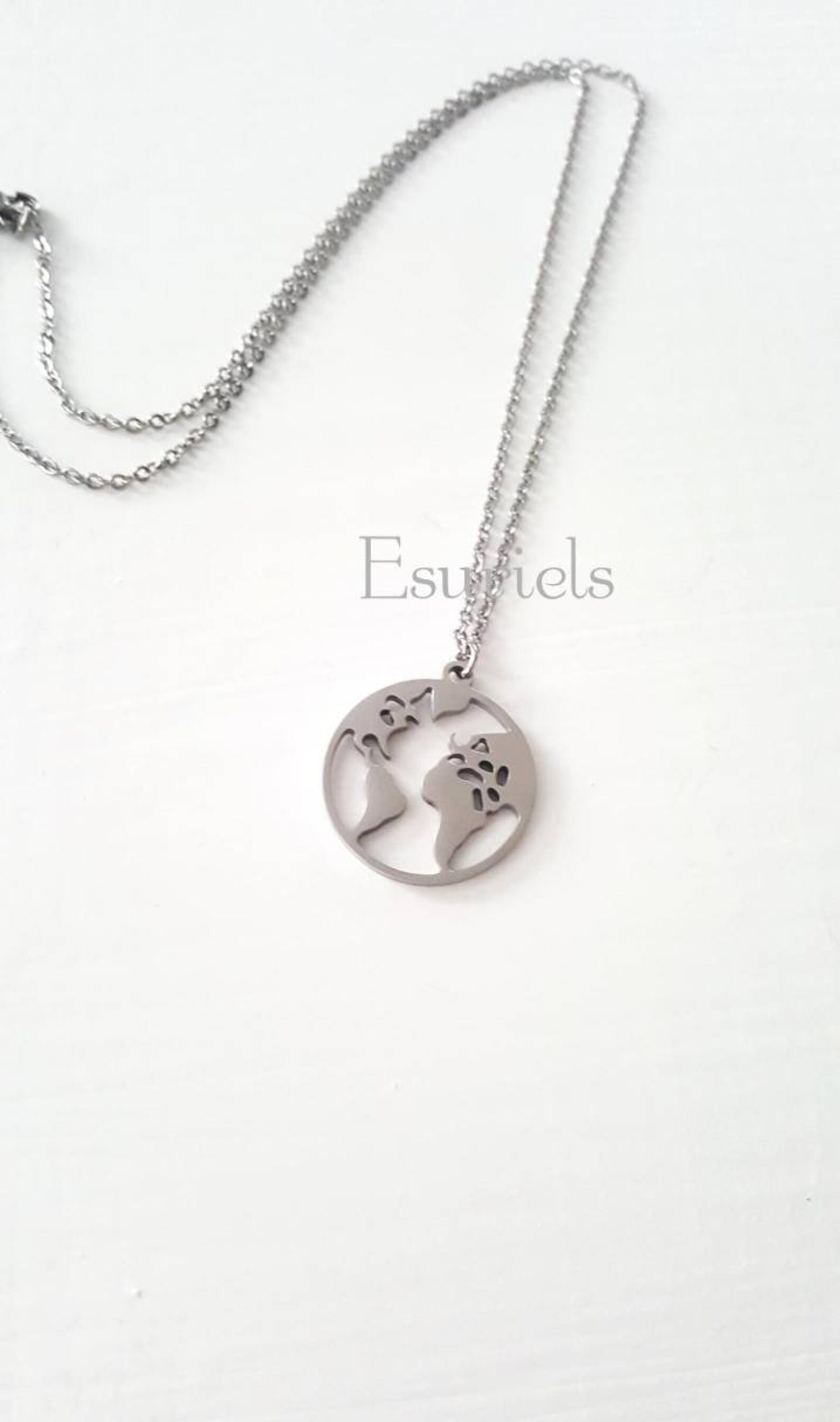 World Map Necklace Globe Map Necklace Earth Necklace Simple - Etsy