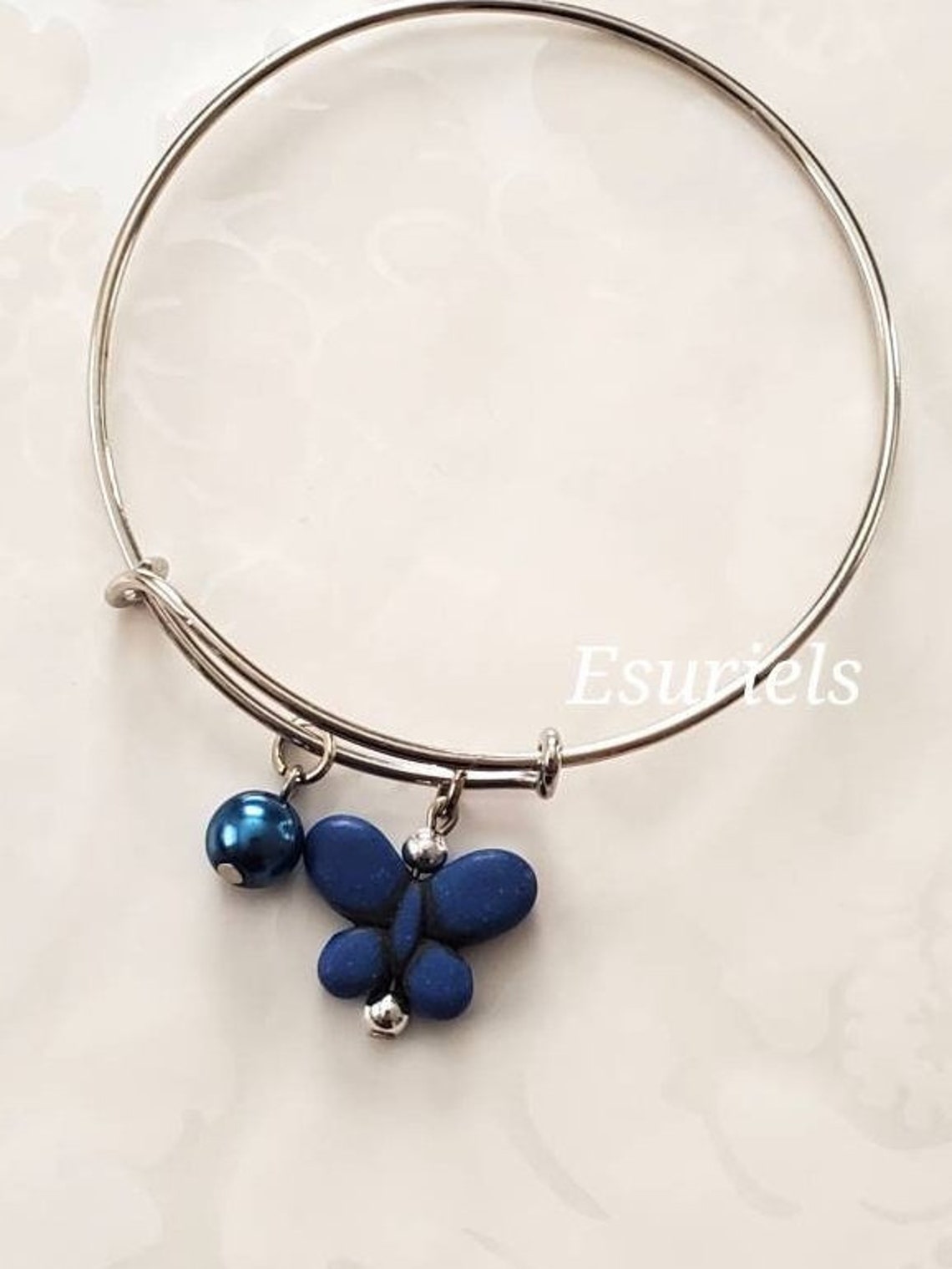 Royal Blue Butterfly Bangle Bracelet Stackable Bracelets for - Etsy