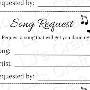 Song Request Print-out - Etsy UK
