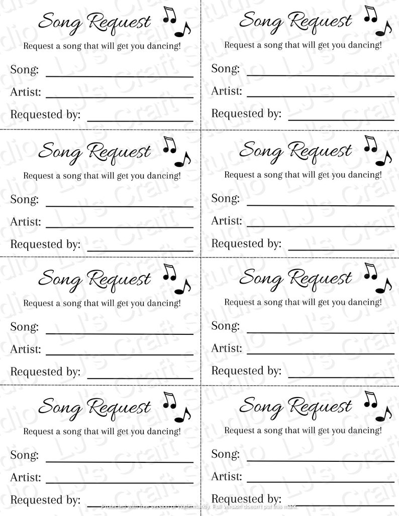 Song Request Print-out - Etsy