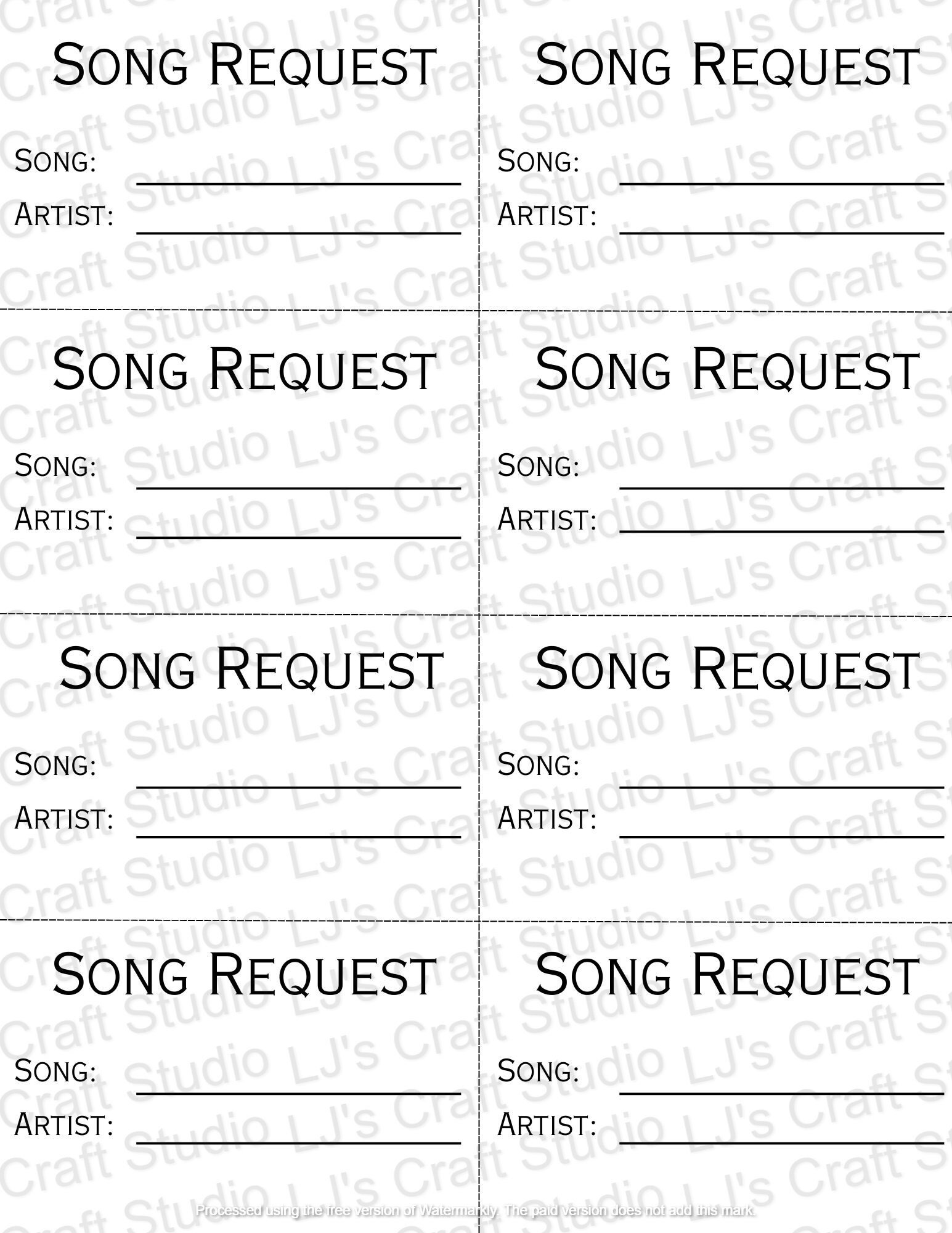 Song Request Print-out - Etsy