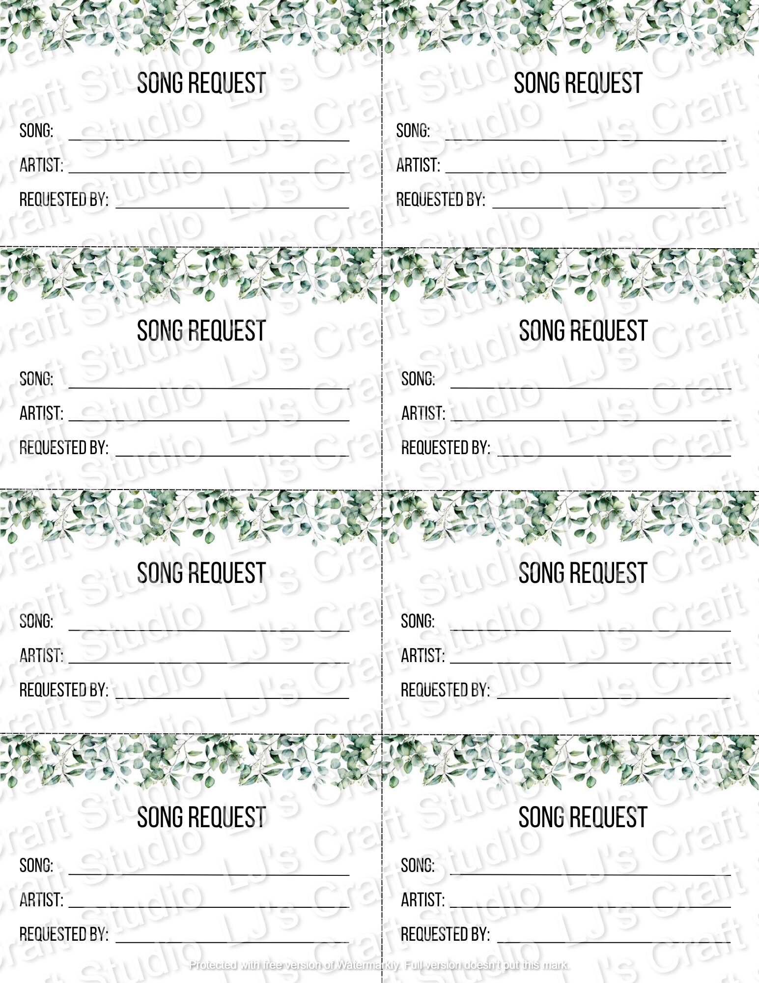 Song Request Print-out - Etsy