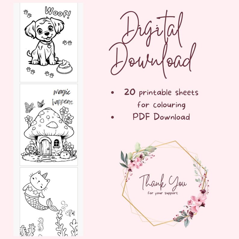 Kid's Colouring Sheets - 20 Pages! - Etsy