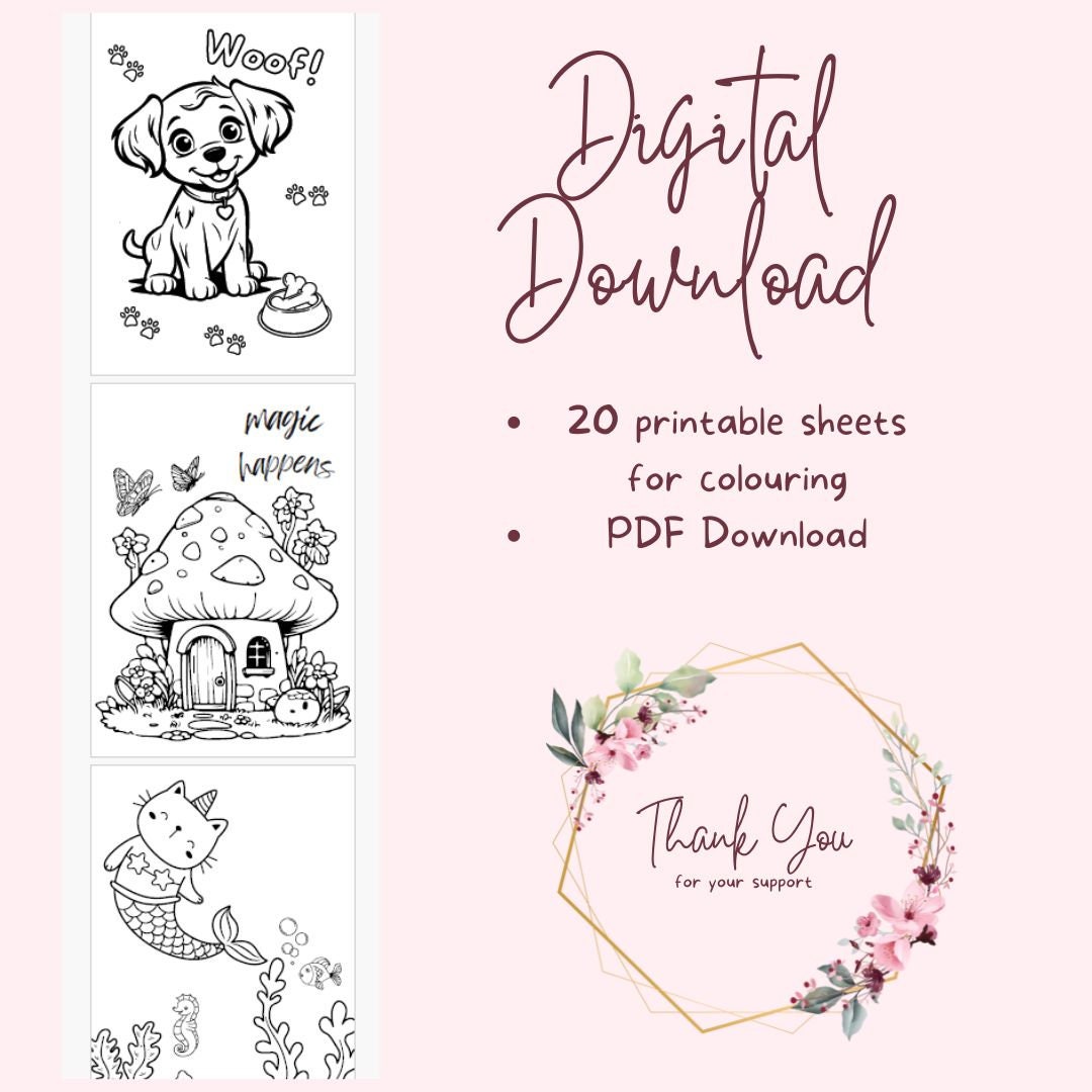 Kid's Colouring Sheets - 20 Pages! - Etsy