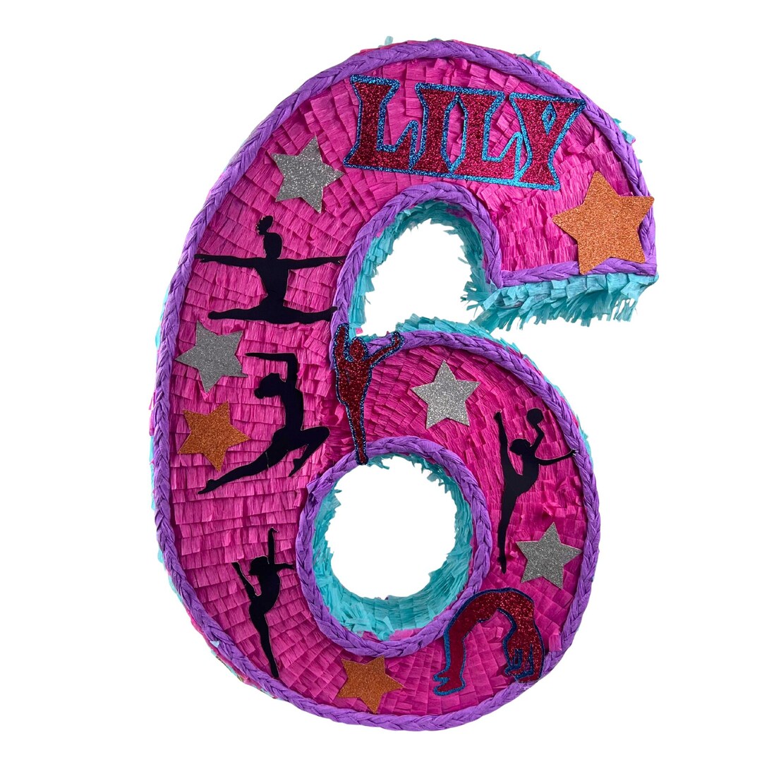Number 6 Gymnastics Piñata. Choose Your Number, Colors, Characters, and ...