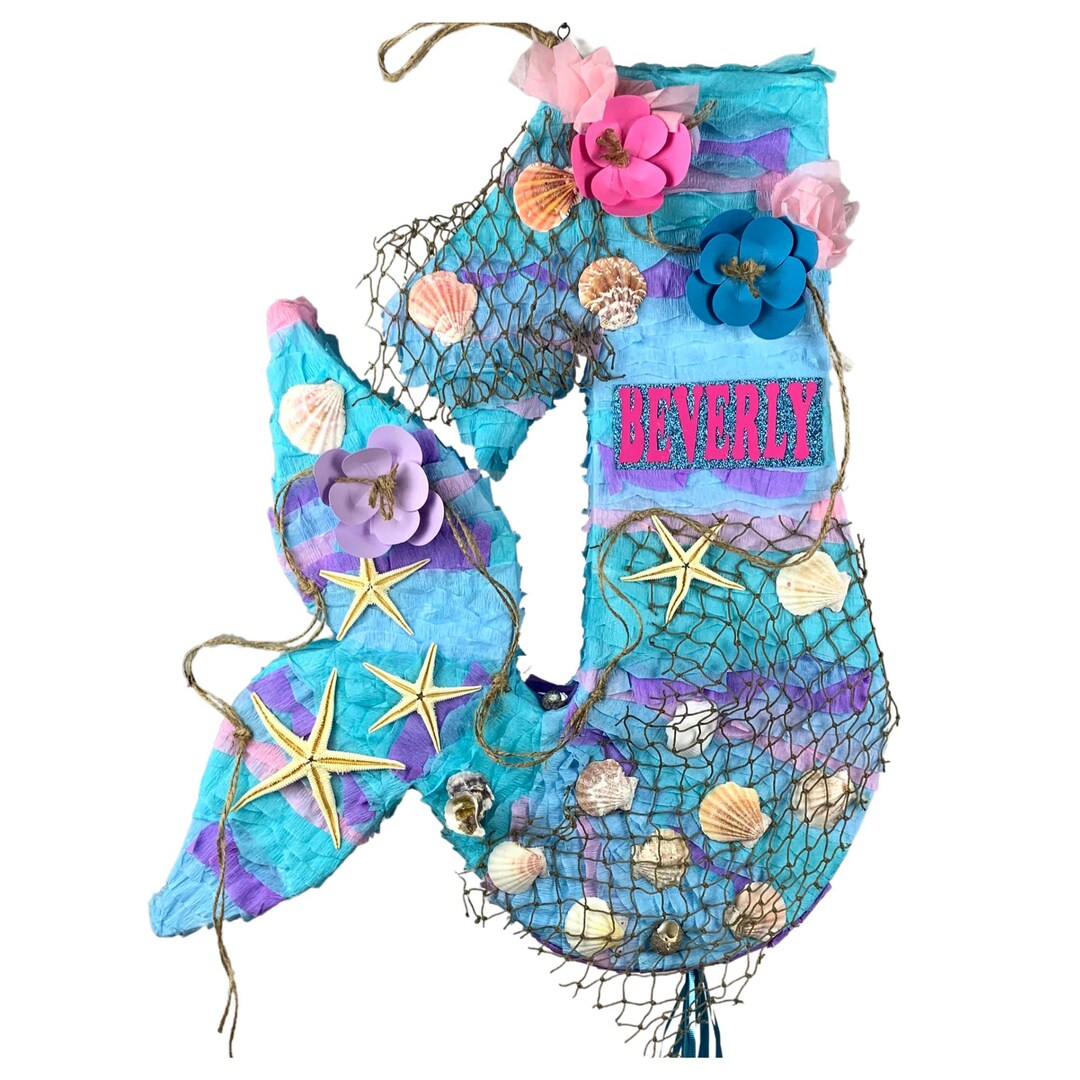 20" Number 1 MERMAID TAIL PIÑATA – Shock Resistant, Choose Your Colors ...