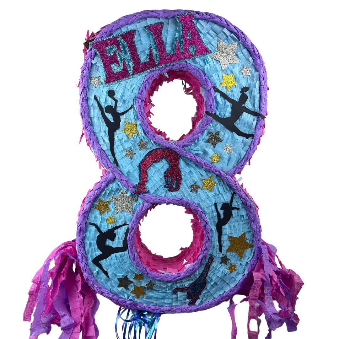 Number 8 Gymnastics Piñata. Choose Your Number, Colors, Characters, and ...