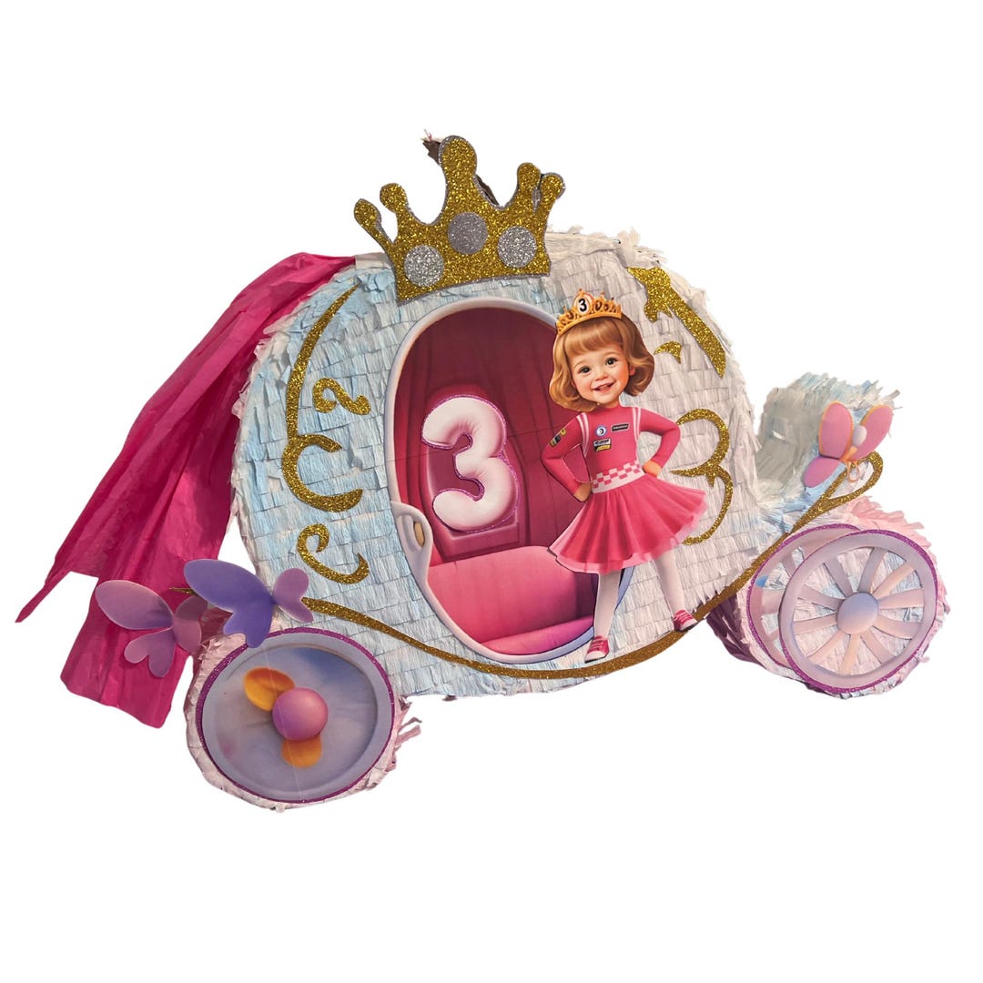 22" Princess Carriage Piñata – Personalized Princess Party Piñata ...