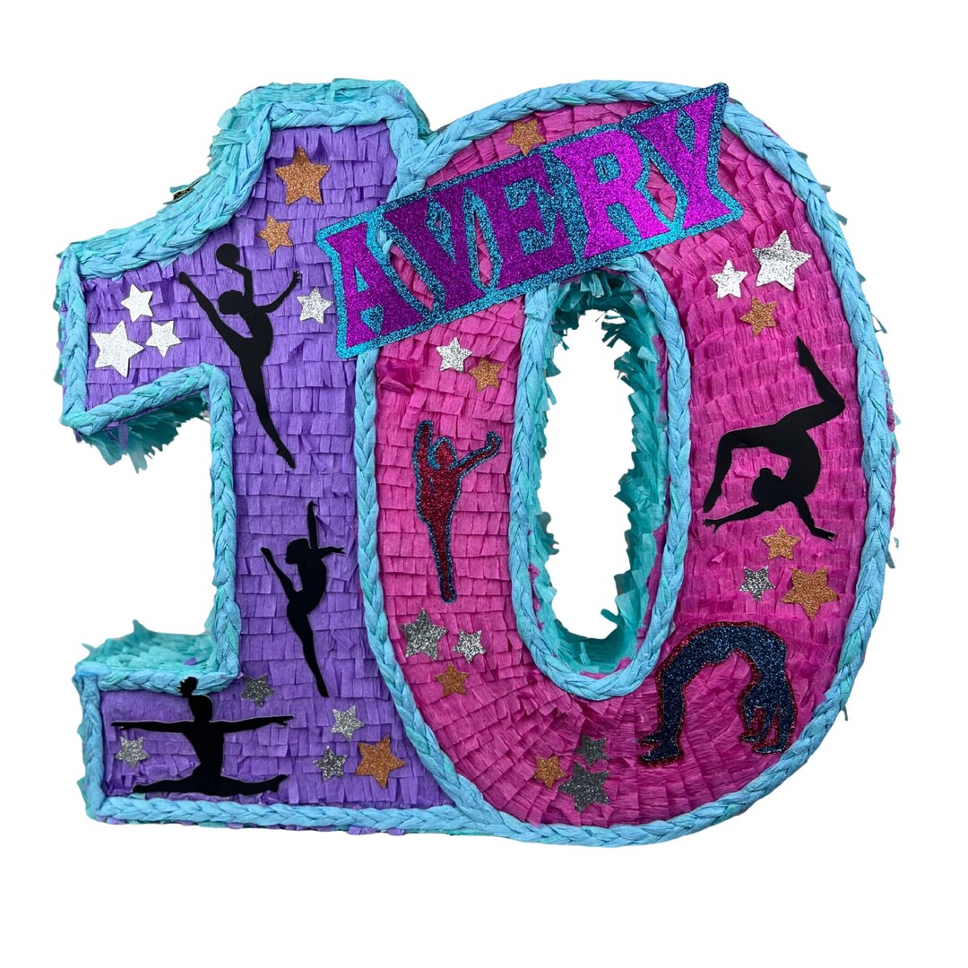 Number 10 Gymnastics Piñata. Choose Your Number, Colors, Characters ...