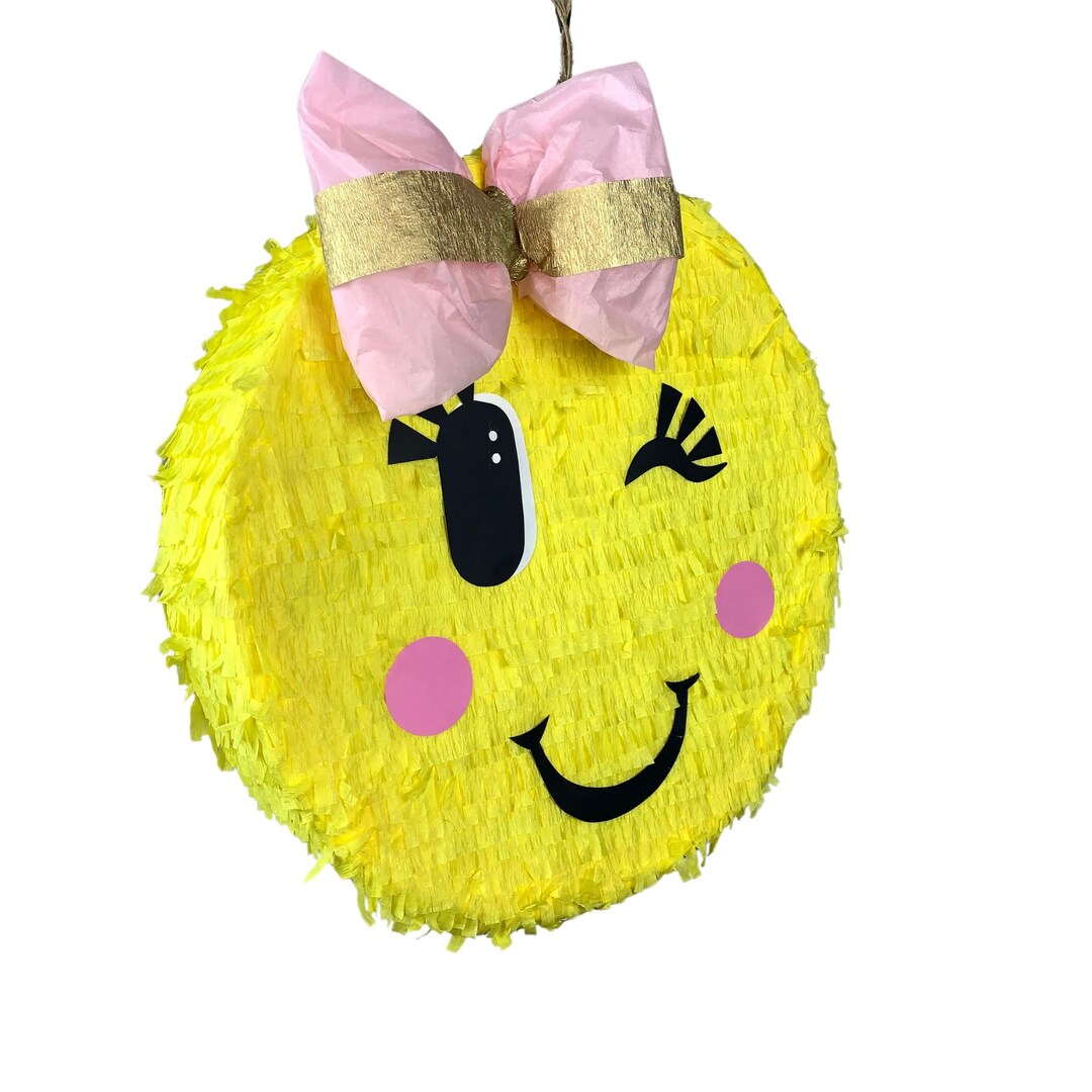 Emoji Girl Piñata 20” – Handmade Smiley Face Birthday Party | Strong ...