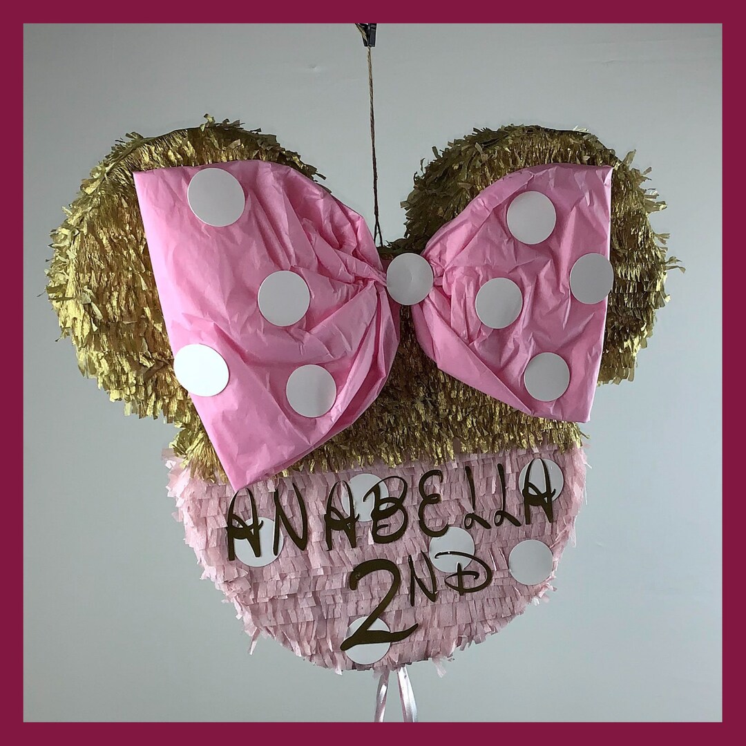 MINNIE MOUSE. Pink and Gold With LAZO. We Customize Your Piñatas ...