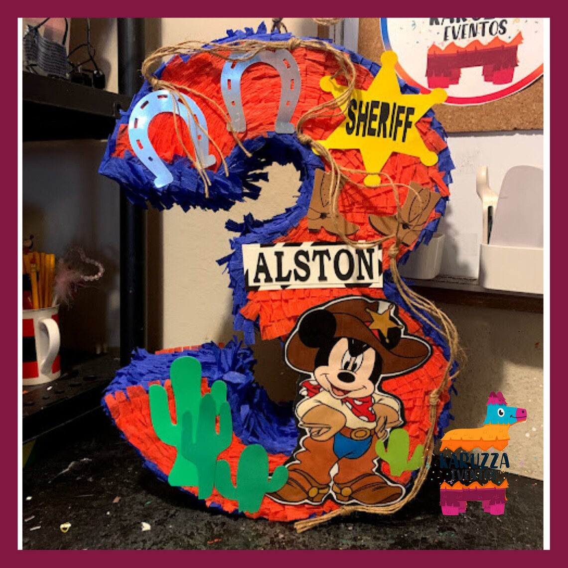 MICKEY MOUSE VAQUERO Piñata Theme Number We Customize Your - Etsy