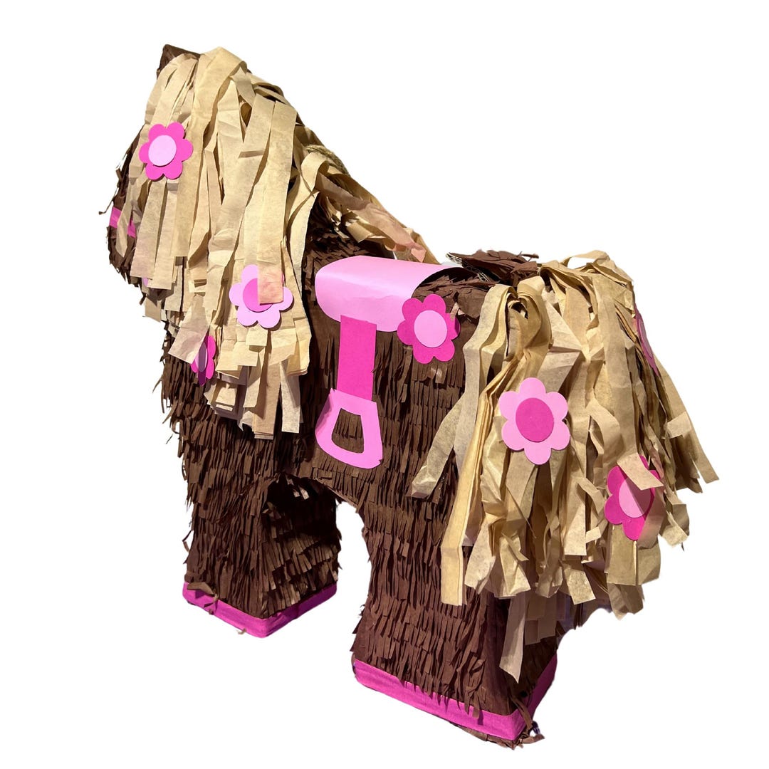 Unique Brown Pony Piñata With Pink Rose – Customize the Colors for Your ...
