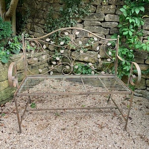 Metal Garden Bench Bird Leaf Design - Etsy UK