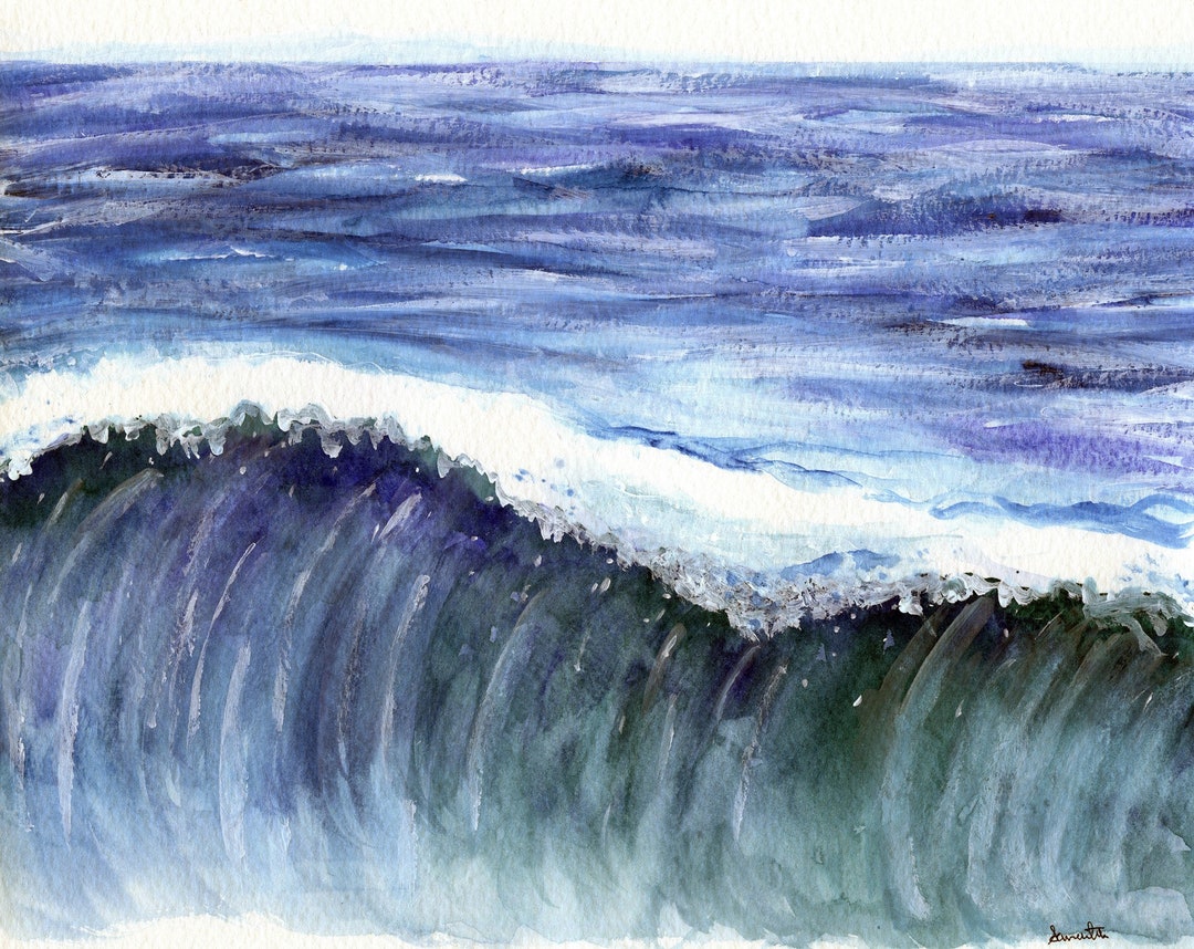 Ocean Print, Wave Print, PRINTABLE, Handmade, Watercolor,printable ...