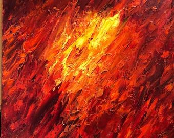 Bright Red Painting - Etsy