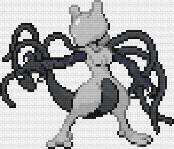 Slender Mewtwo: Mewtwo Pokemon Halloween Cross Stitch Pattern | Etsy
