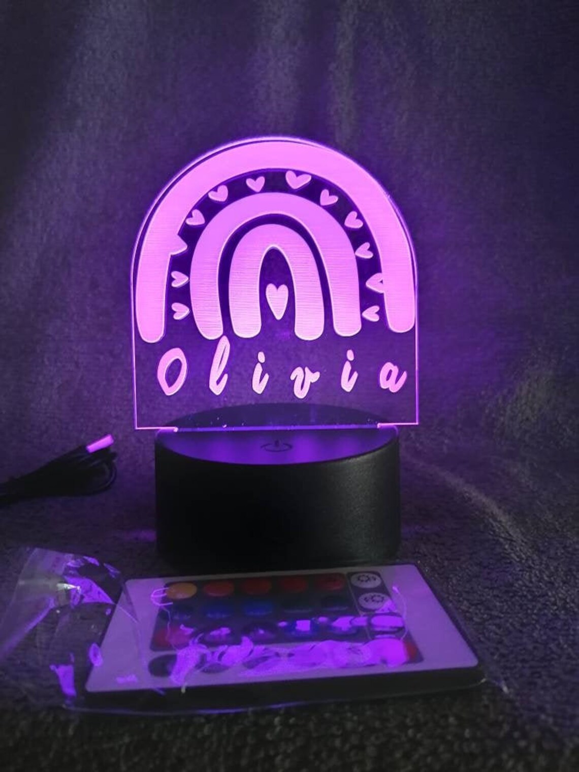 Personalised Rainbow Night Light Led Multi Coloured With | Etsy