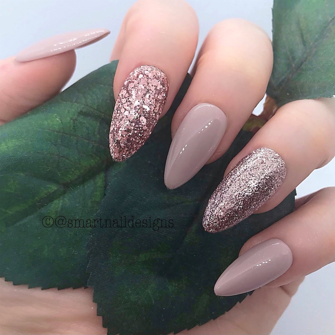 Press on Nails in Pink Stone Nails False Nails Press on Nails Fake ...