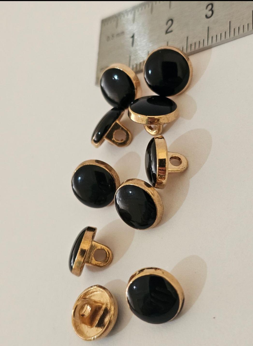 Metal Gold Button. 2 Pieces 10 Mm. Gold Footed Black Enamel Model ...
