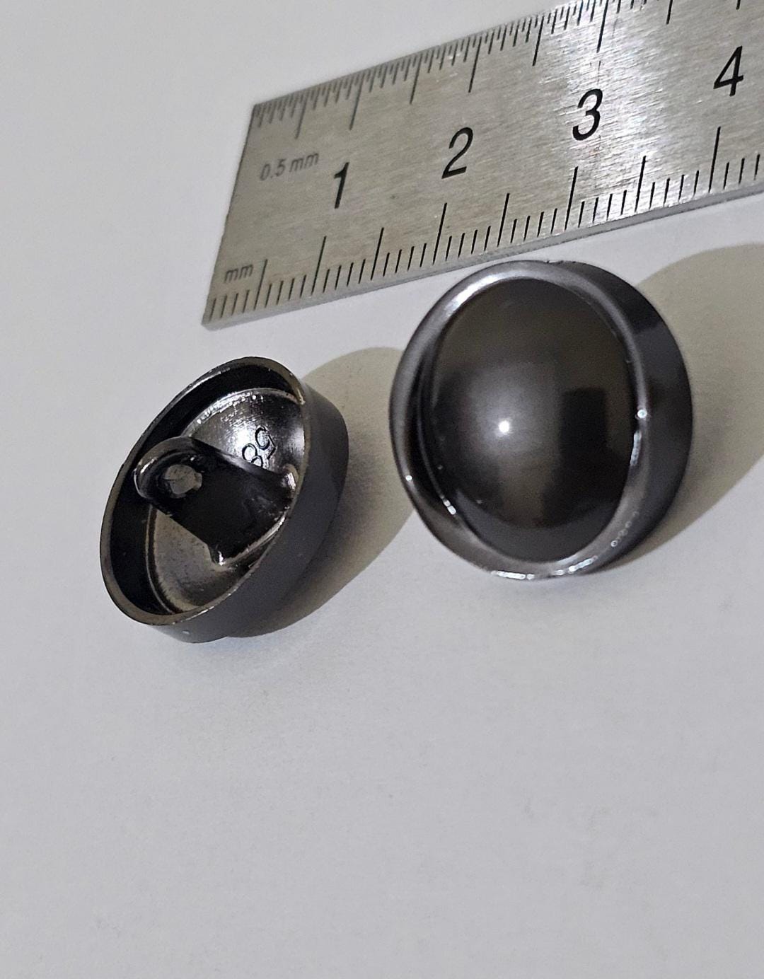 Metal Black Button. 2 Pieces. 18 Mm. Footed Domed Model Button. Special Design Buttons. Ideal ...