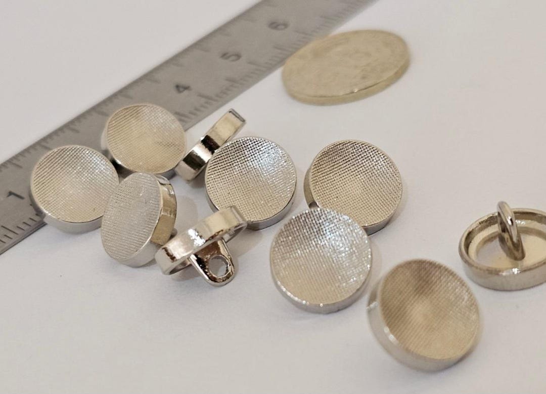 Metal Silver Button. 2 Pieces 11 Mm. Silver Footed Domed Model Button ...