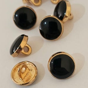 Metal Gold Button. 2 Pieces 10 Mm. Gold Footed Black Enamel Model ...
