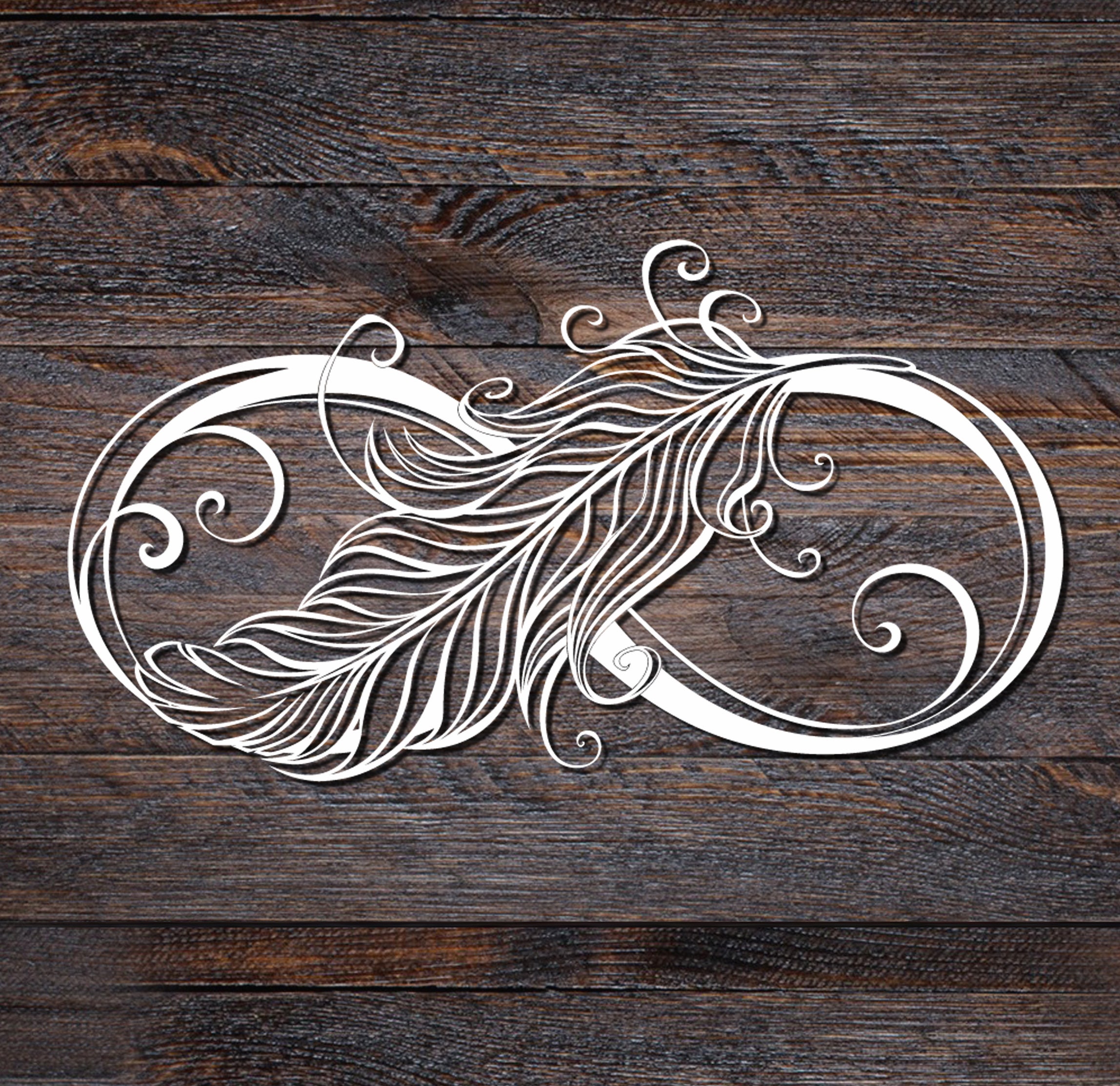 Infinity symbol with feather in SVG Black outline infinity | Etsy