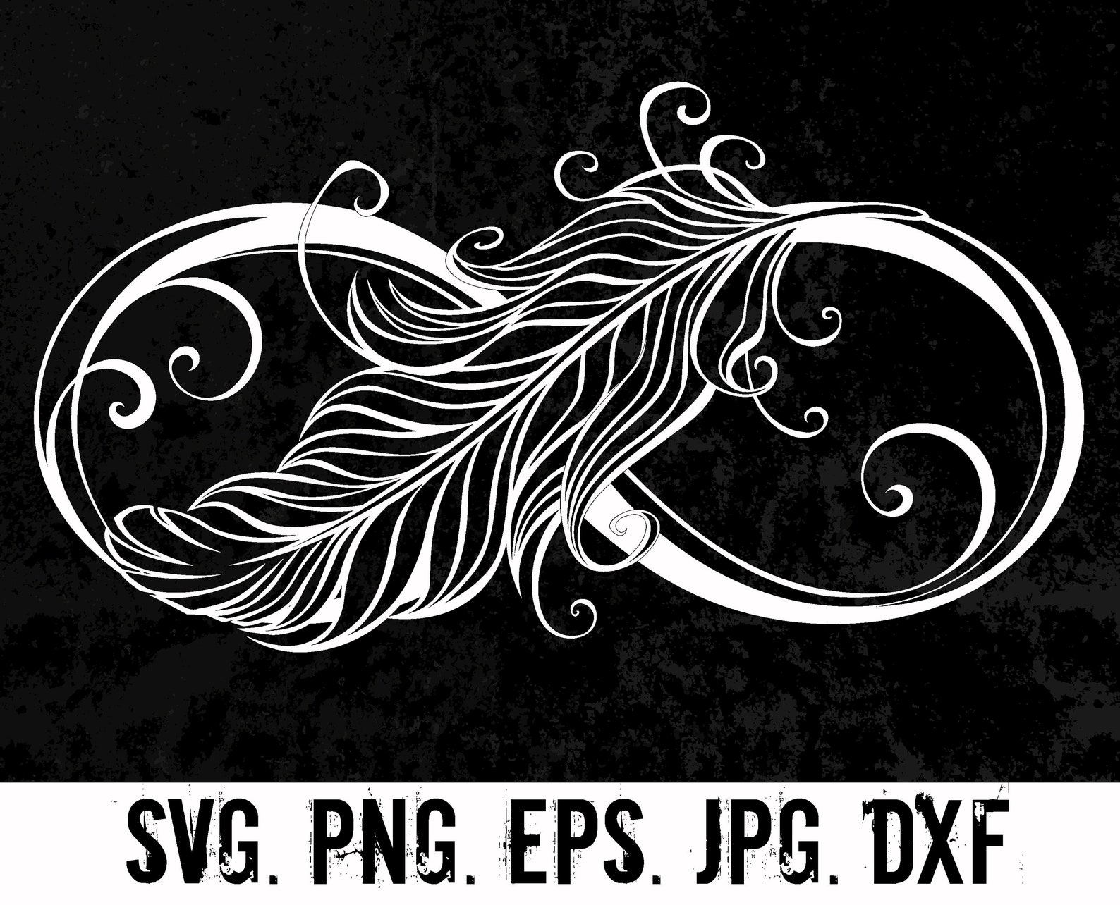 Infinity symbol with feather in SVG Black outline infinity | Etsy