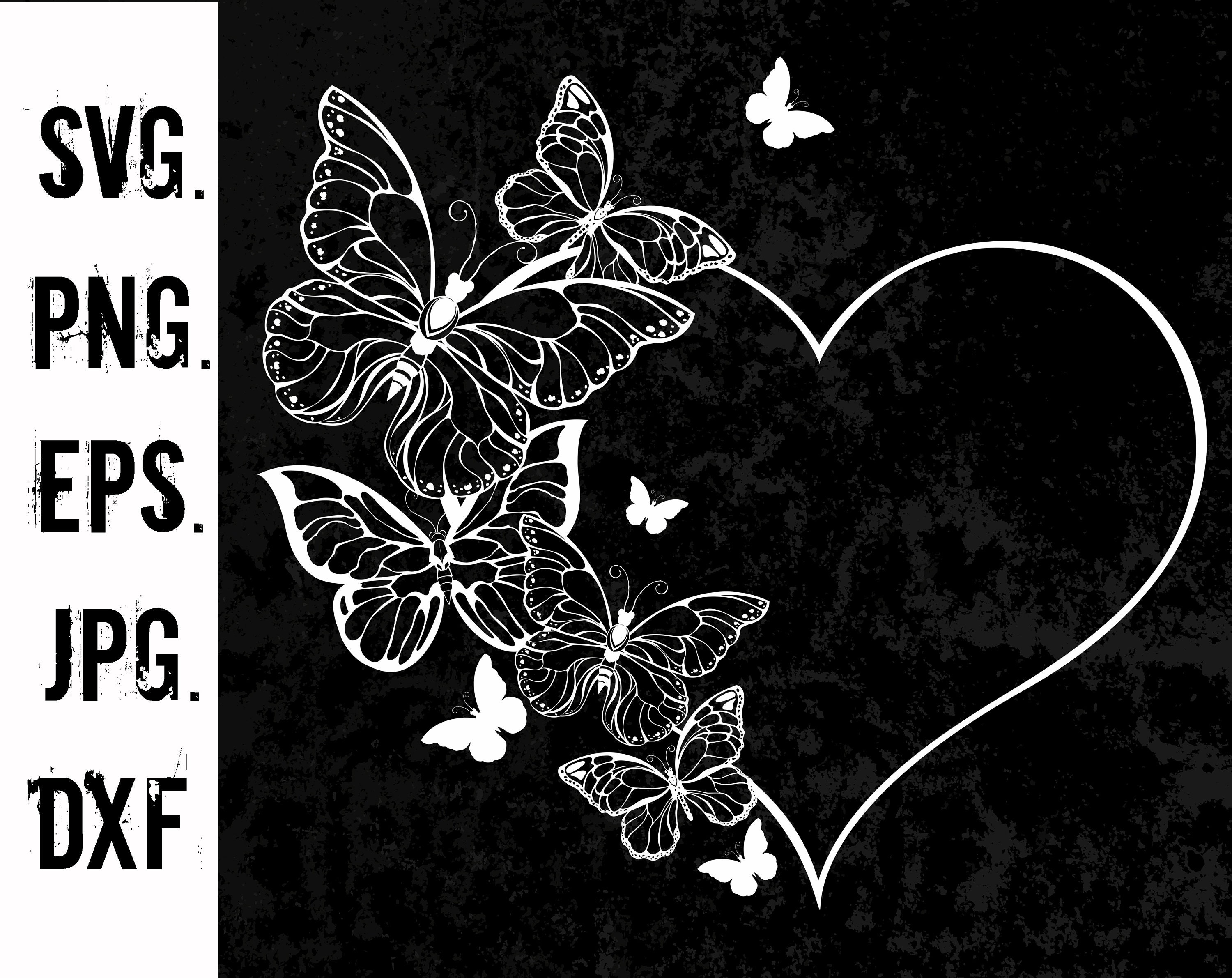 Heart With Butterflies Png Dxf Butterflies Svg Frame Heart Etsy