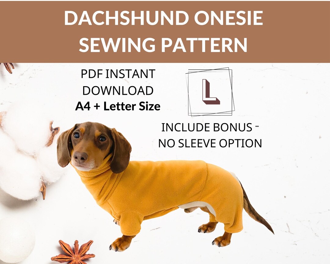 Dachshund Onesie (L) Sewing Pattern | Sausage Dog Pajamas | Winter ...