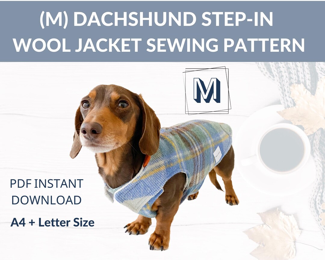 Dachshund Wool Coat (M) Step-in Design | Sewing Pattern | Winter Jacket ...