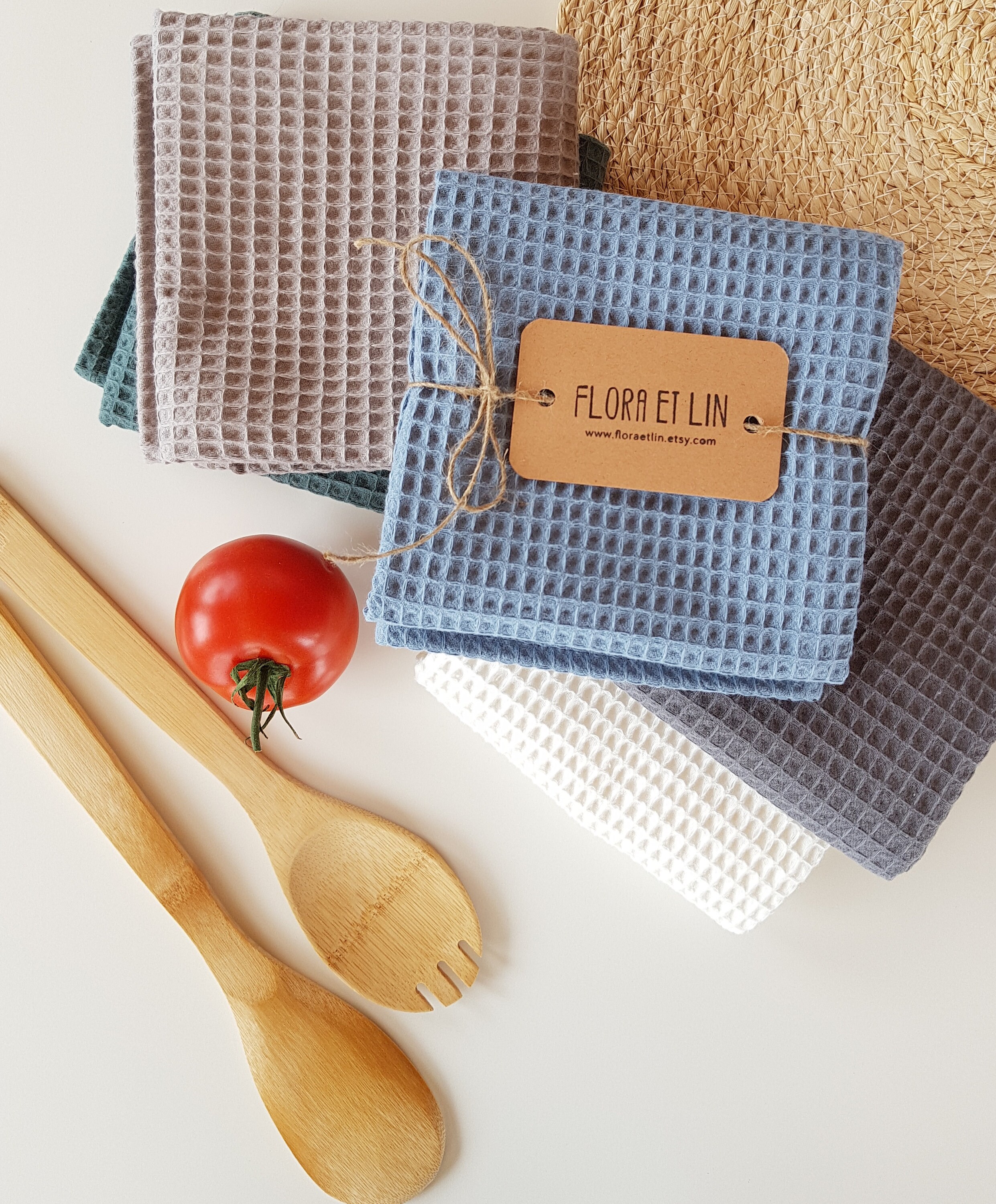 Waffle Cotton Towel. Handmade Waffle Tea Towel. Hanging Hand Towel ...