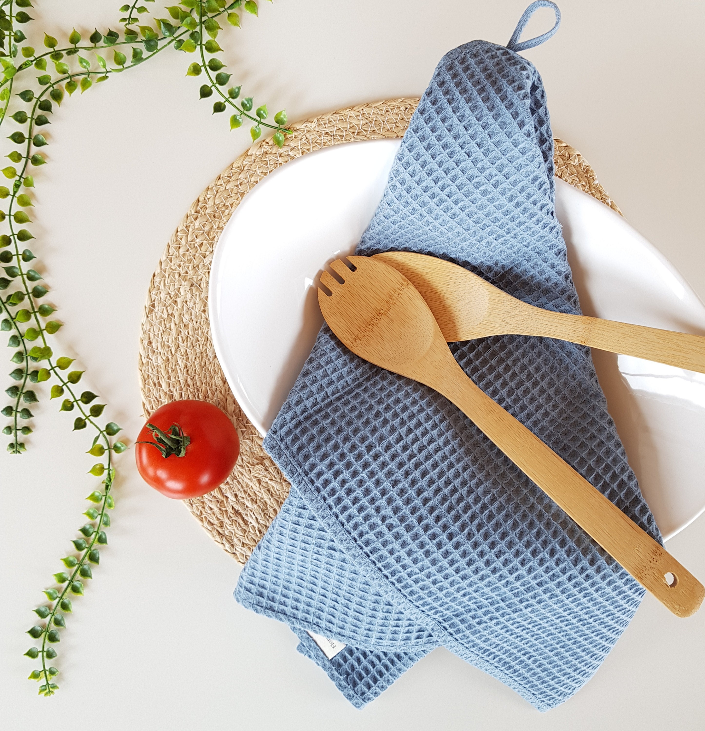 Waffle Cotton Towel. Handmade Waffle Tea Towel. Hanging Hand Towel ...
