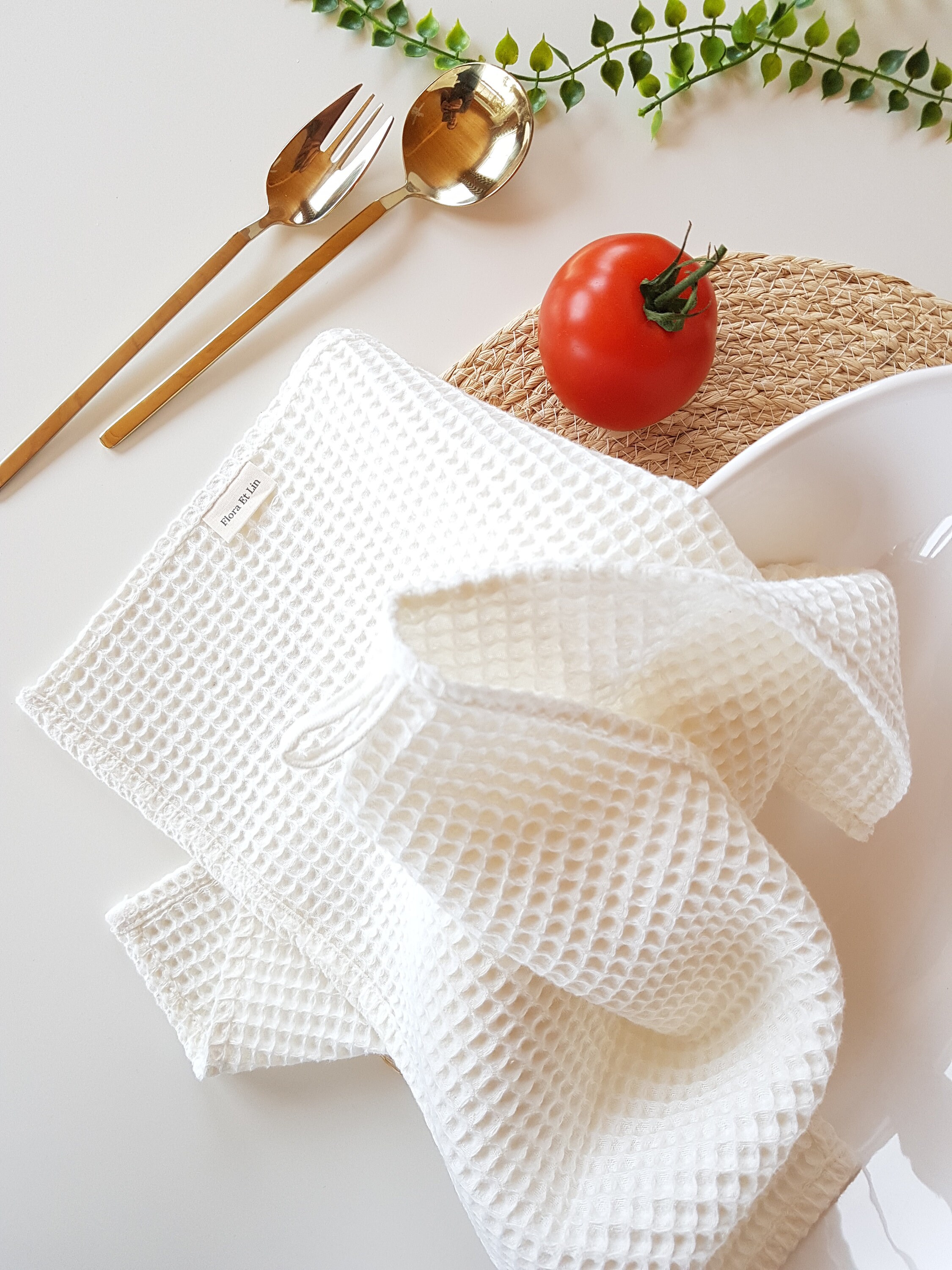 Waffle Cotton Towel. Handmade Waffle Tea Towel. Hanging Hand Towel ...