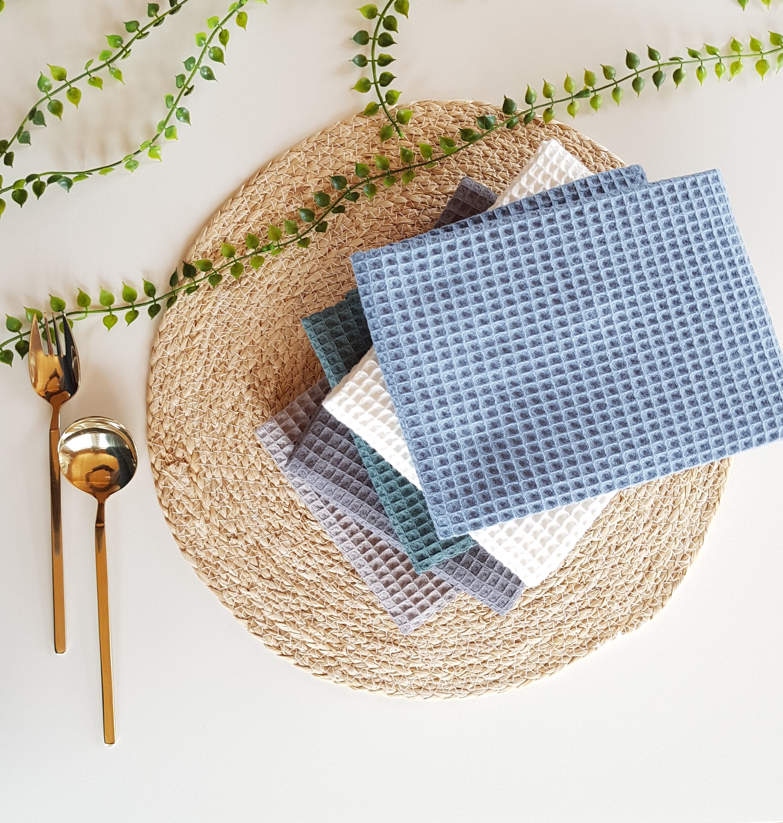 Waffle Cotton Towel. Handmade Waffle Tea Towel. Hanging Hand Towel ...