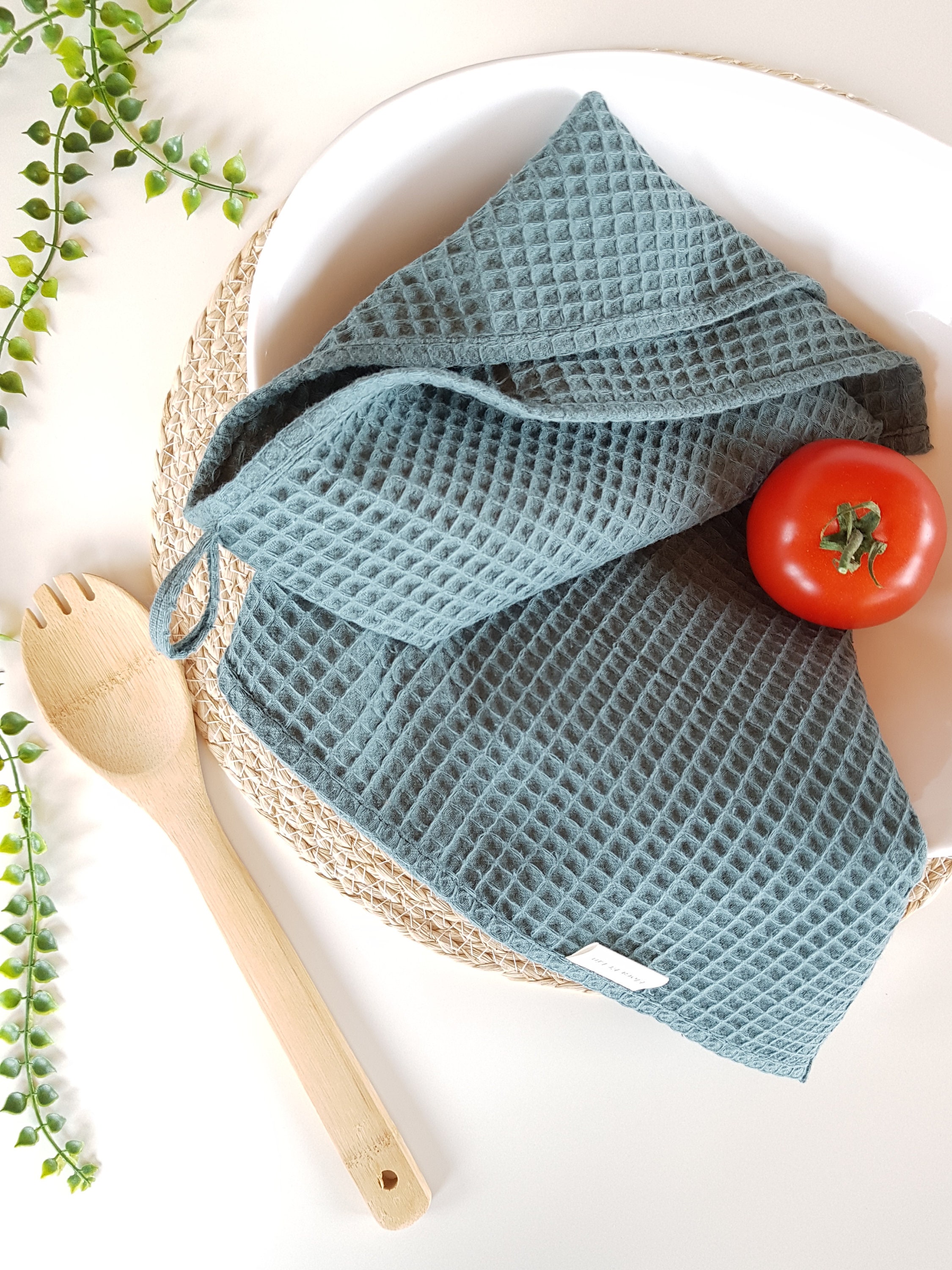 Waffle Cotton Towel. Handmade Waffle Tea Towel. Hanging Hand Towel ...