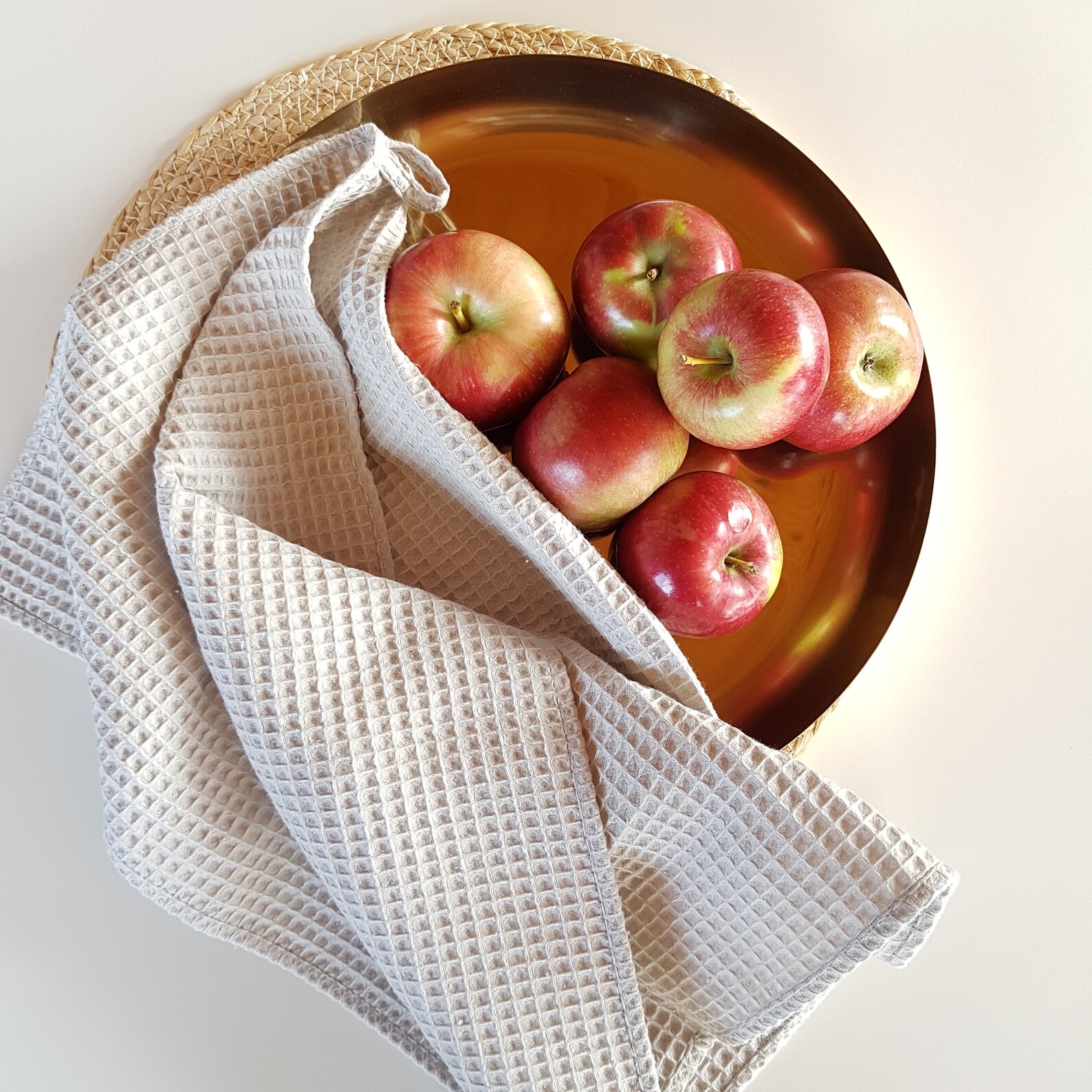 Waffle Cotton Towel. Handmade Waffle Tea Towel. Hanging Hand Towel ...